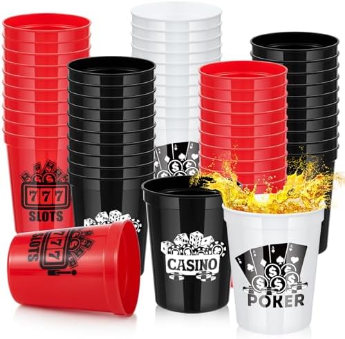 Amazon.com: Whaline Casino Party Plastic Cups 16 Oz Casino Poker ...