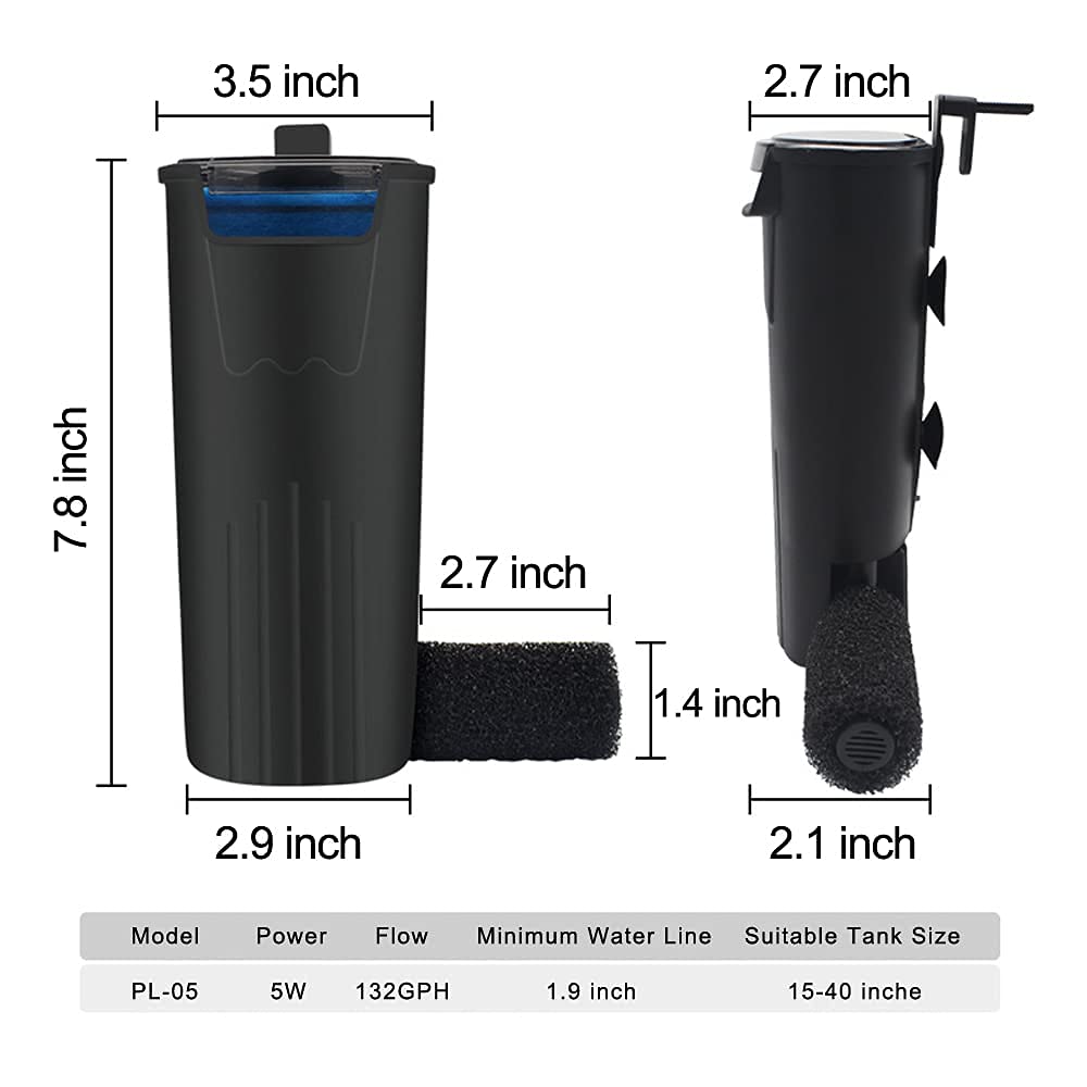 Snapklik.com : PULACO Aquarium Internal Filter 3 To 20 Gallons