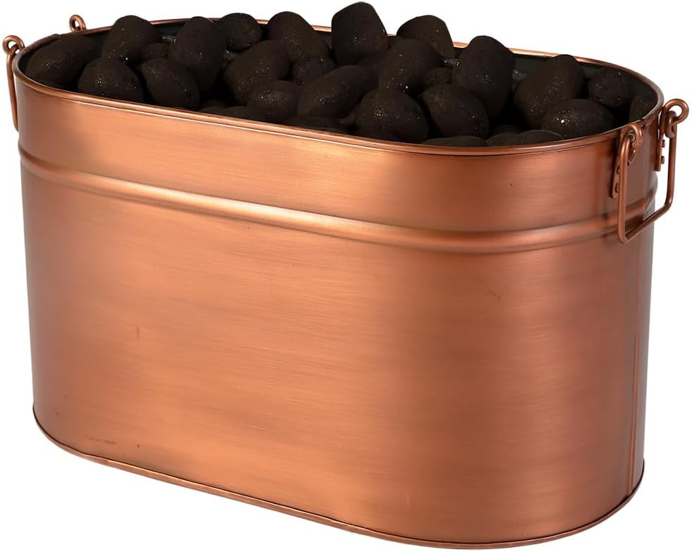 Copper Kindling Bucket Wood Basket - Vintage Style Recycled Metal Multi ...