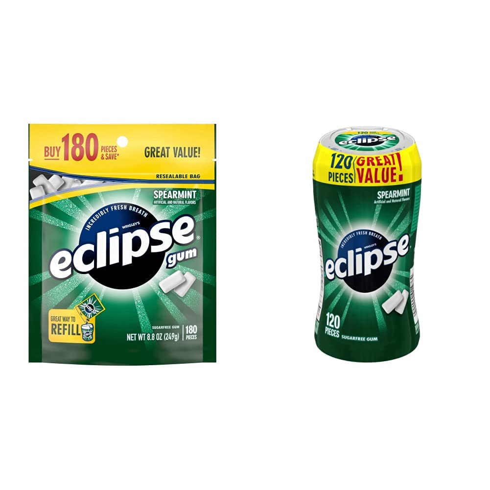 Amazon.com : ECLIPSE Spearmint Sugarfree Chewing Gum, 180 piece bag ...