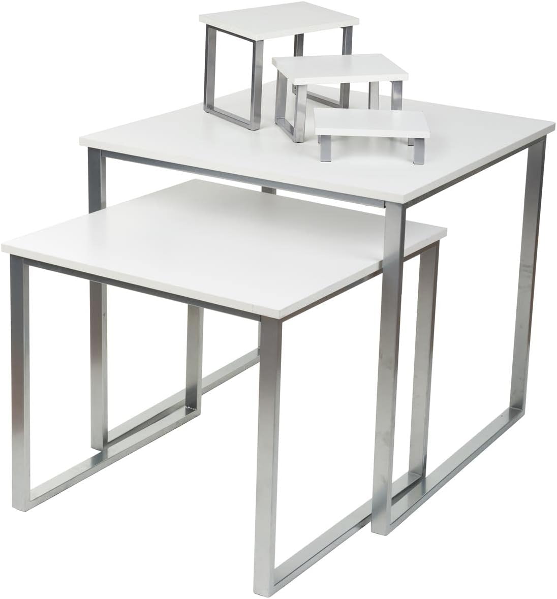 Amazon.com: Displays2go Set of 2 Nesting Tables for Floor with Set of 3 ...
