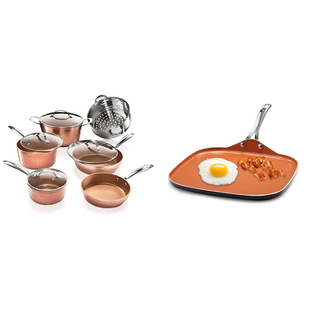 Gotham Steel Hammered Collection Pots and Pans 10 Piece Premium Ceramic ...