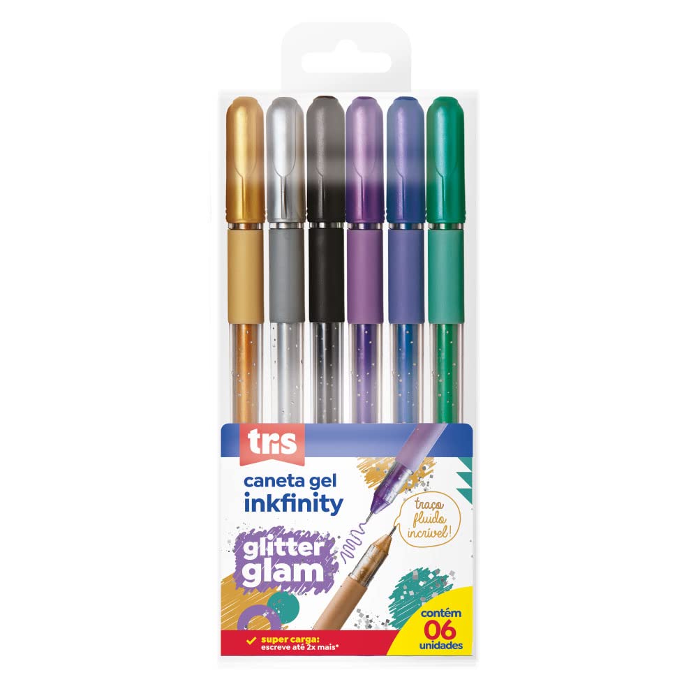 Caneta Gel Tris Inkfinity Glam Glitter Conjunto 6 Unidades | Amazon.com.br