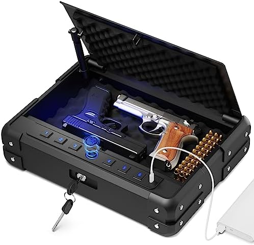 Amazon.com: MOLICAR Gun Safe, 4-Pistol Safe with LCD of Temp Humidity ...