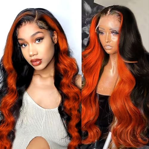 Ginger 13x6 Lace Front Wigs Human Hair 200% Density Body Wave Colored ...