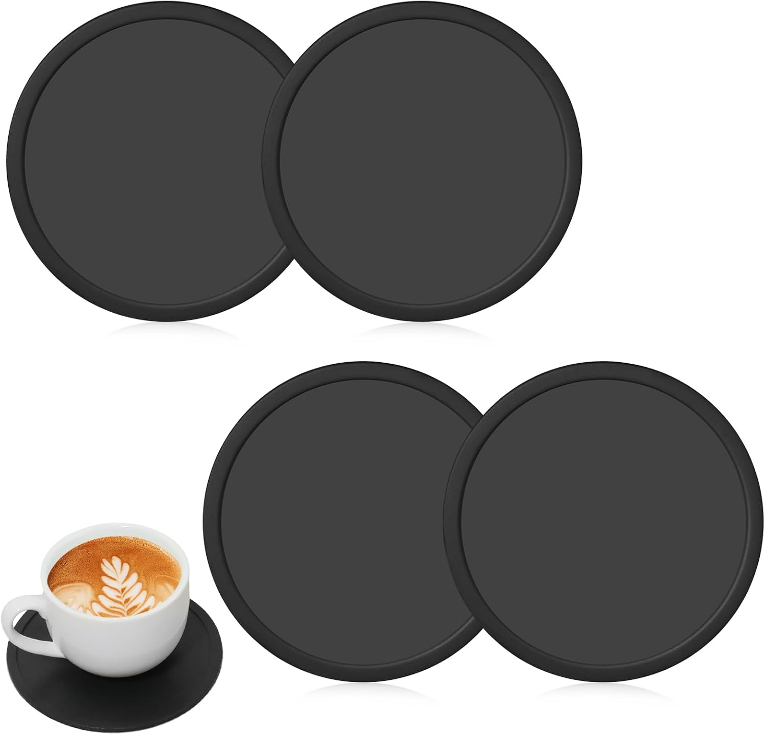 Amazon.com: 4 Packs Round Silicone Coasters Non Slip Coasters for ...