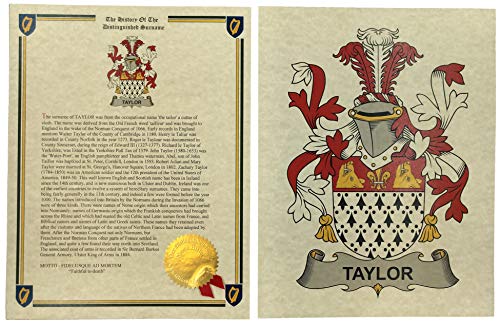 Amazon.com: Taylor - Coat of Arms and Last Name History - 8.5x11 Print ...