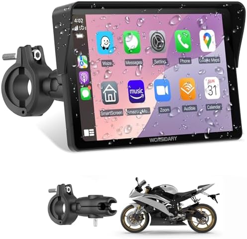 Carpuride W702 Motorrad GPS Carplay Bildschirm, Kabelloses CarPlay und ...