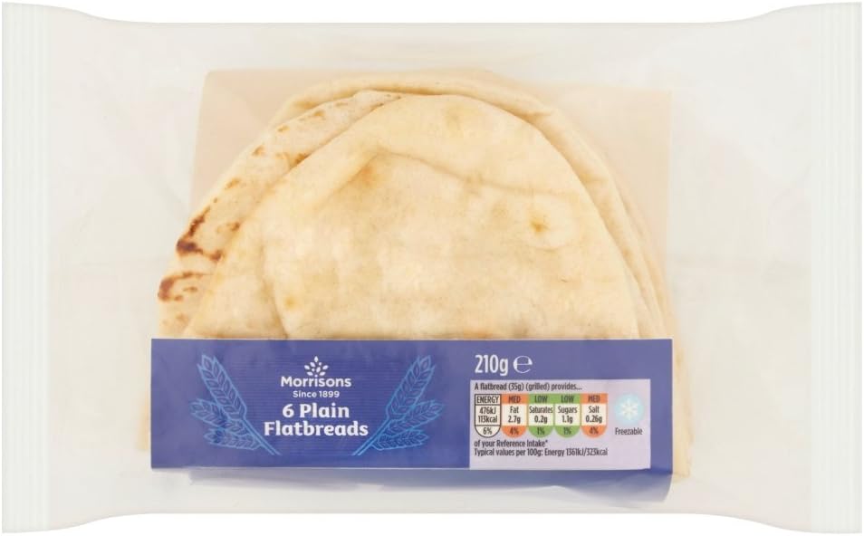 Morrisons Plain Flatbreads, Pack of 6 : Amazon.co.uk: Grocery