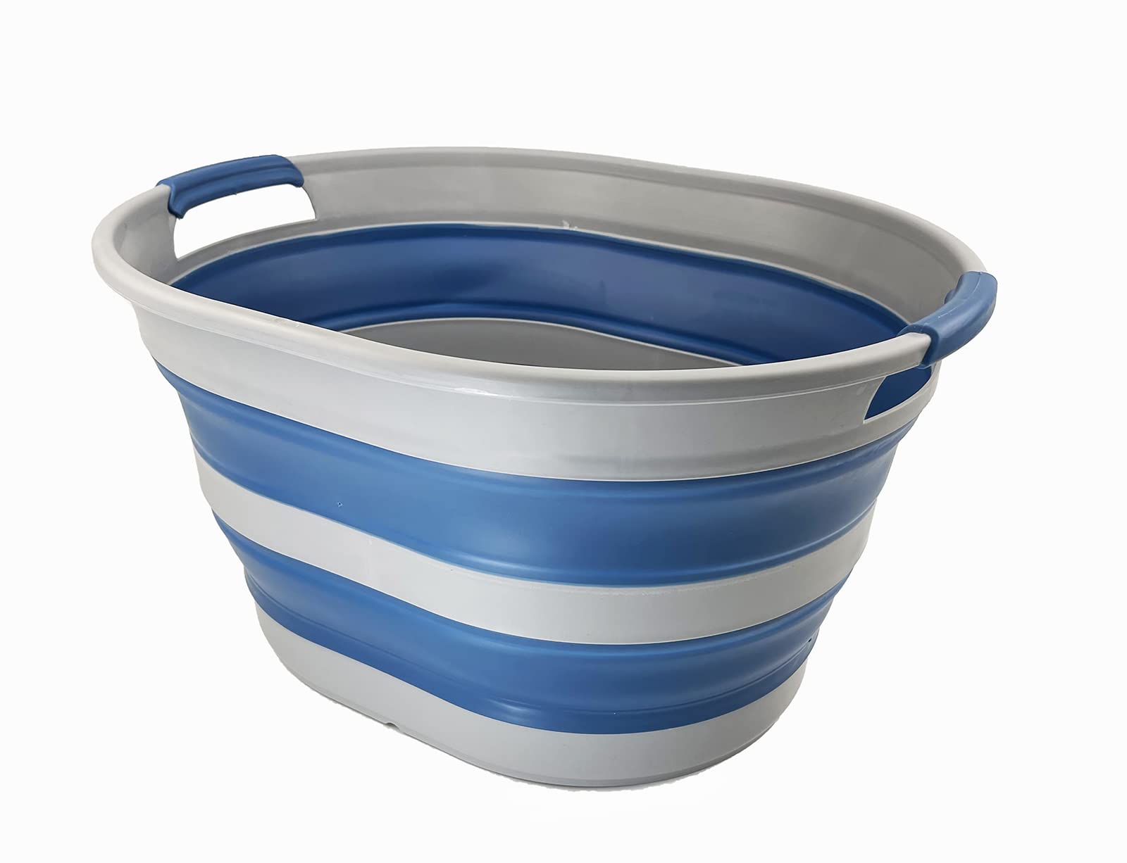 SAMMART 23L Collapsible Plastic Laundry Basket - Oval Tub - Foldable ...