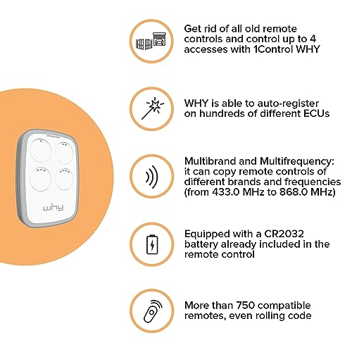 1Control WHY, Universal 4-key Remote Control, for Opening Gates and ...