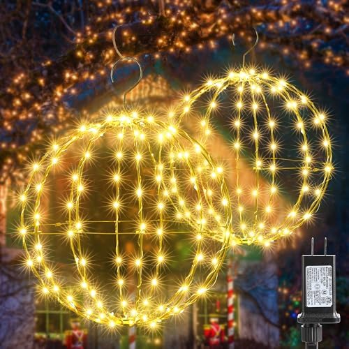 Amazon.com: Outdoor Hanging Lighted Sphere, Christmas Decoration Light ...