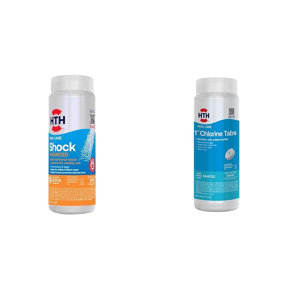 Amazon.com : HTH Swimming Pool Care Shock and Chlorine Tabs Bundle (2 ...