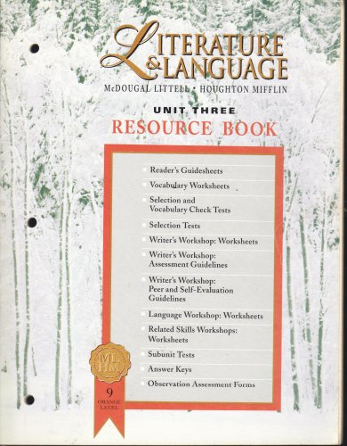 Literature and Language, Unit Three, RESOURCE BOOK, Orange Level, Grade ...