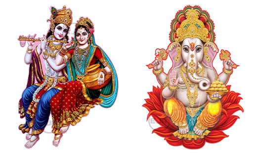 Combo Set of 2 Wall Stickers Krishna Priya | Ganesh Ji with ladoo ...