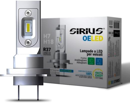 Sirius 2 lampadine LED H7 H18 dimensioni originali 6000K Ice White ...
