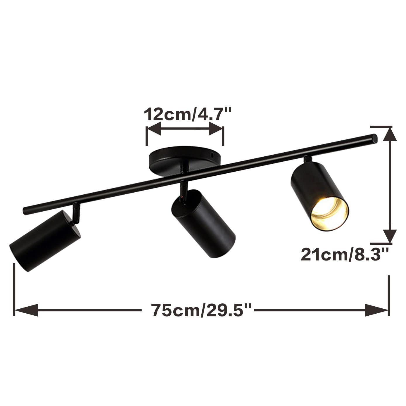 Snapklik.com : Modern Matte Black 3 Lights Adjustable LED Track ...