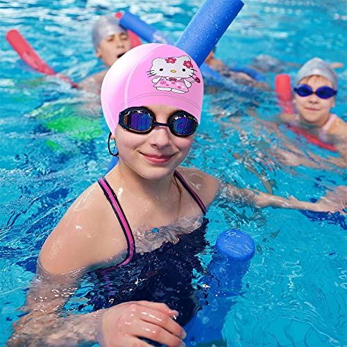 2 Pieces Kids Swimming Cap,Mermaids Swim Cap,Cartoon Cat Swimming Hats ...