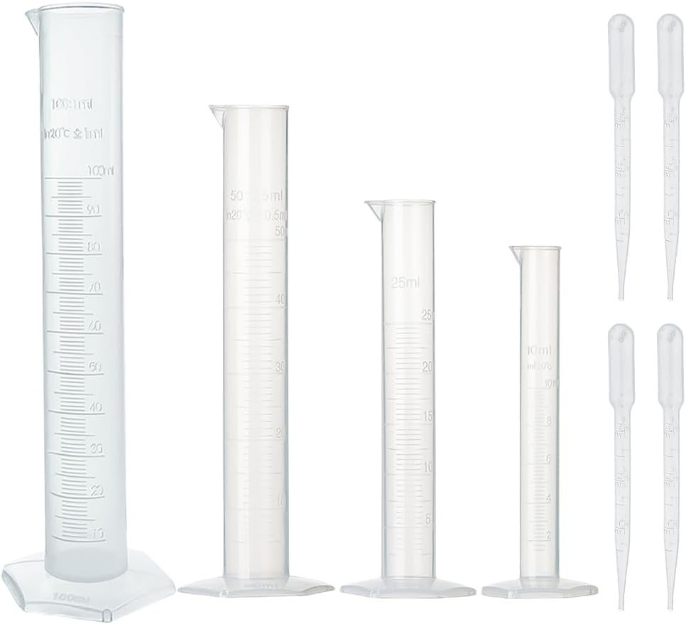 Amazon.com: GSHLLO 4 Pcs Tall Plastic Measuring Cylinders Graduated Lab ...