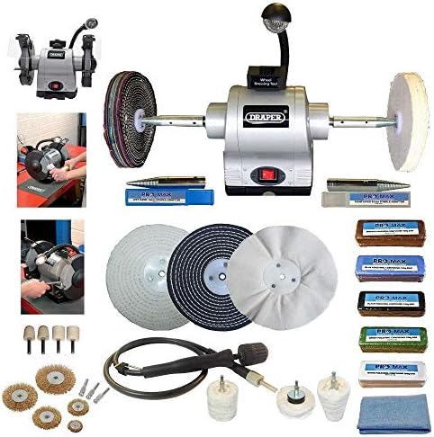 Draper 8" 550W Bench Grinder Polisher with Pro-Max 8" Deluxe Metal ...