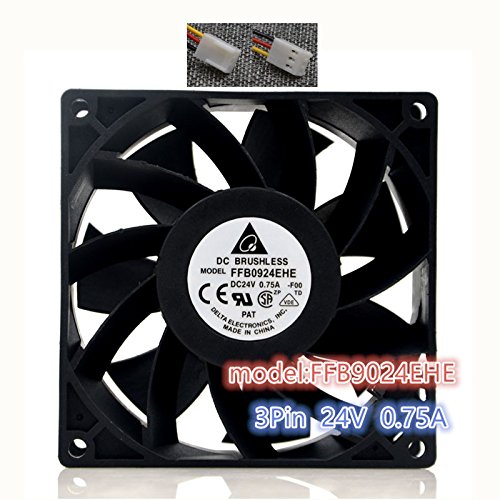 for Delta FFB0924EHE 92 x 92 x 38 mm 24V 0.75A 3 Wire Ball Bearing ...