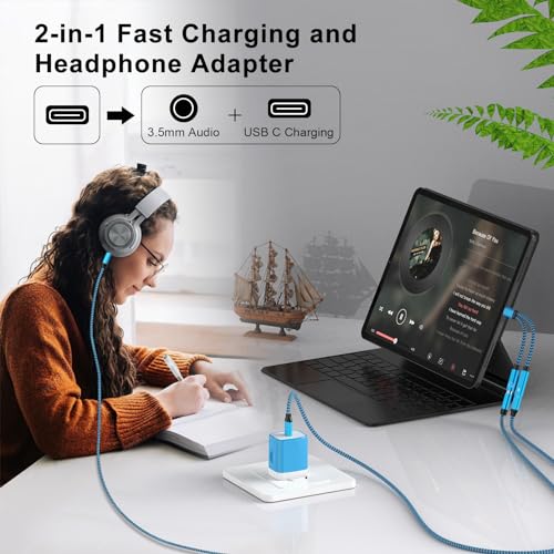 Snapklik.com : 2 In 1 USB C To 35mm Headphone And Charger Adapter For ...