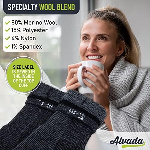 Amazon.com: Alvada Merino Wool Hiking Socks Thermal Warm Crew Winter ...