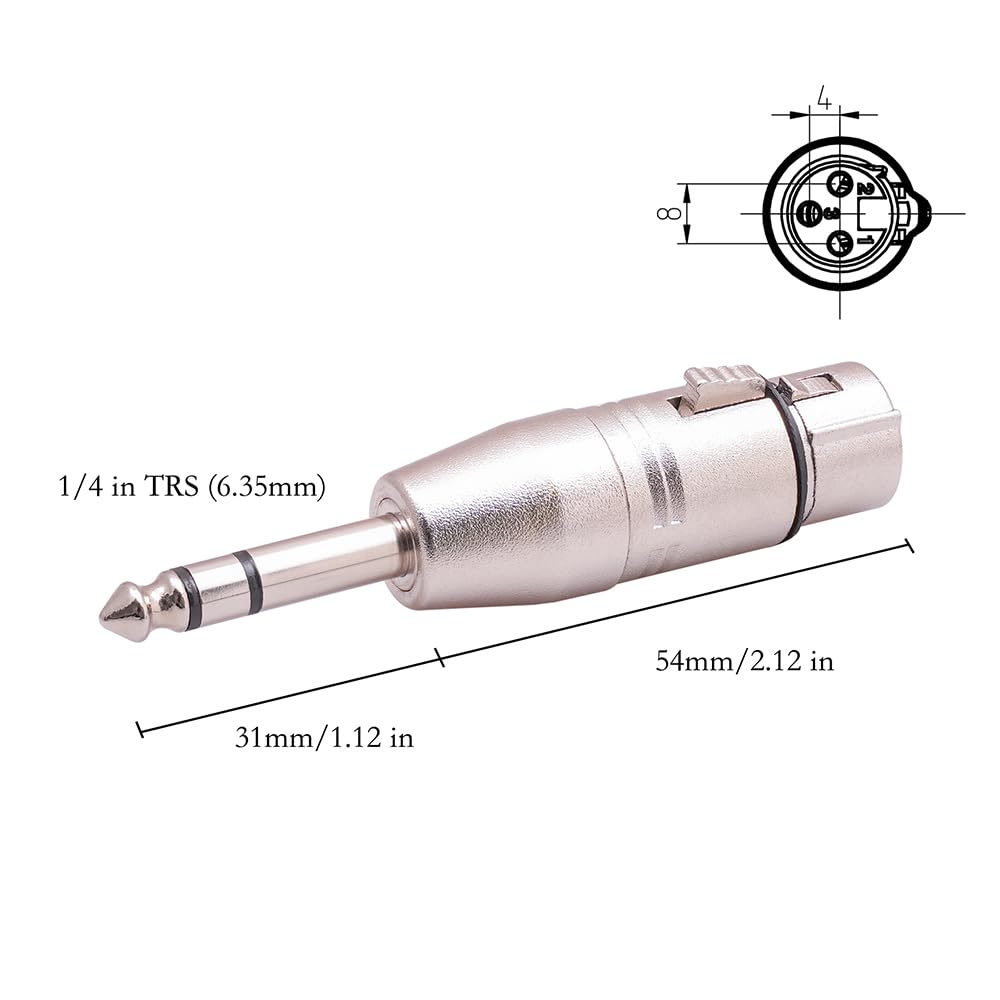 Snapklik.com : Summina XLR To 1/4 Adapter XLR Female To 1/4 XLR Adapter 6 Pack Zinc Alloy Stereo ...