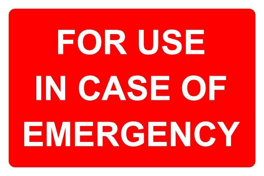 For use in case of emergency safety sign - Self adhesive sticker (200mm ...