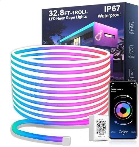 Amazon.com: Led Neon Rope Lights 32.8Ft,Control with App/Remote ...