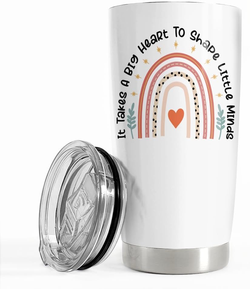 Amazon.com | SANDJEST Teacher Tumbler - It Takes Big Heart to Shape ...