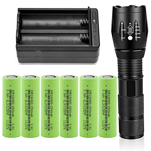 LED 18650 Flashlights Set with Six 2500mAh Recha in Pakistan | WellShop.pk