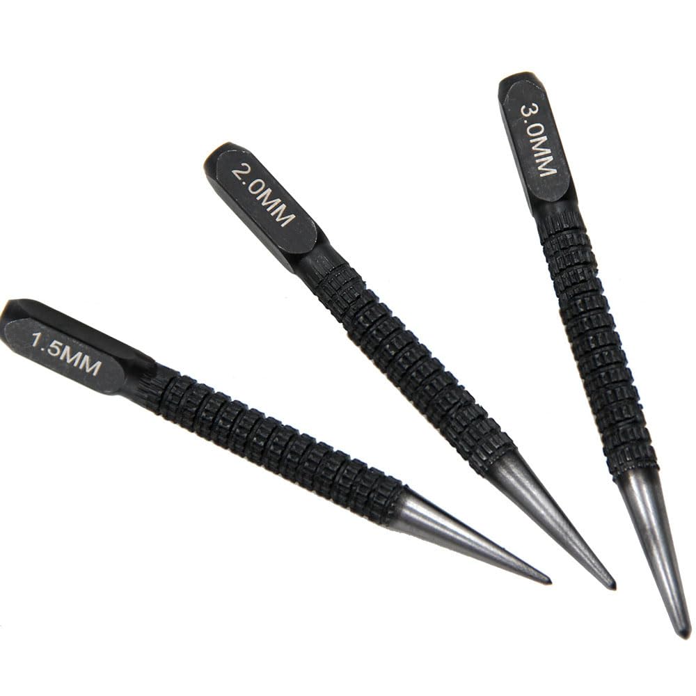Snapklik.com : 3 Pcs Nail Setter Punch And Center Punch Set