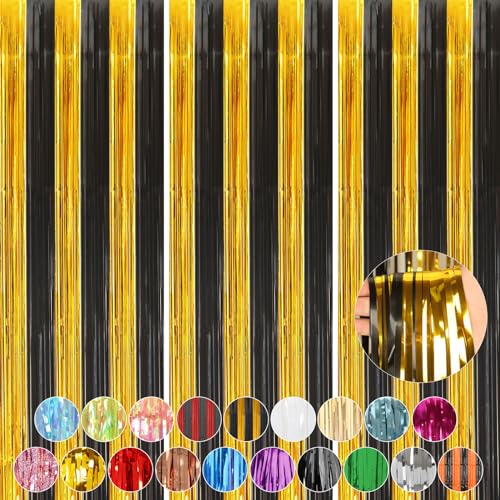 Snapklik.com : ACCEVO 3Pack Black Gold Party Streamers 32x82 Feet ...
