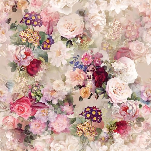 VEELIKE Watercolor Bouquet Floral Wallpaper Peel and Stick Pink Flower ...