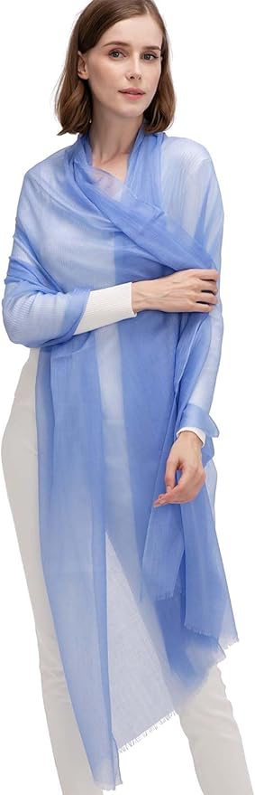 Ovcio Featherlight Cornflower Blue Cashmere Scarf - 100% Pure Cashmere ...