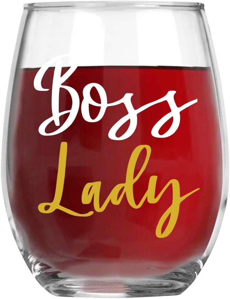 Amazon.com | AW Fashions Boss Lady 15oz Wine Glass for Women - Funny ...