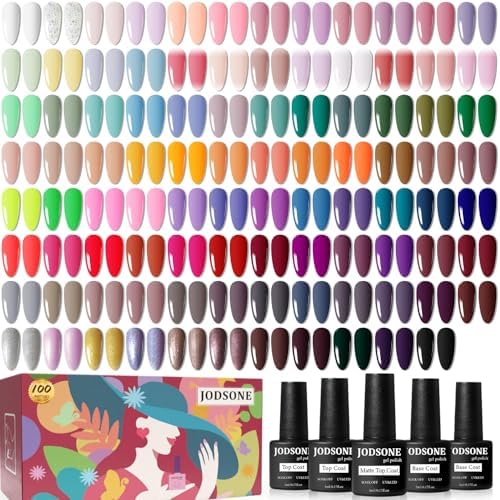 Amazon.com: JODSONE 100 PCS Gel Nail Polish Kit No Wipe Soak off Base ...