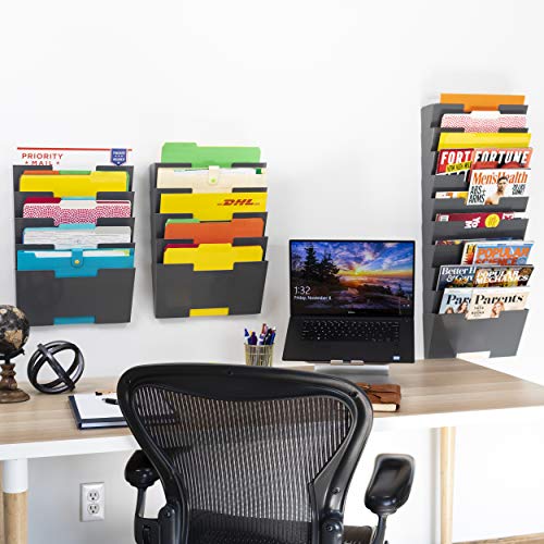 Gray Wall Mount Steel Vertical File Organizer Holder Rack 10 - Want It All