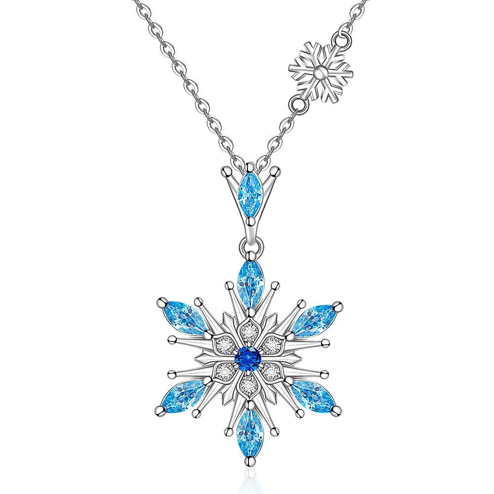 LOVGIFSET Snowflake Necklace Christmas Necklace for Women Sterling ...
