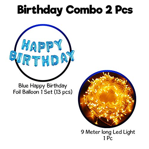 Party Propz Blue Happy Birthday Decoration Kit -2Pcs Combo Set HBD Foil ...