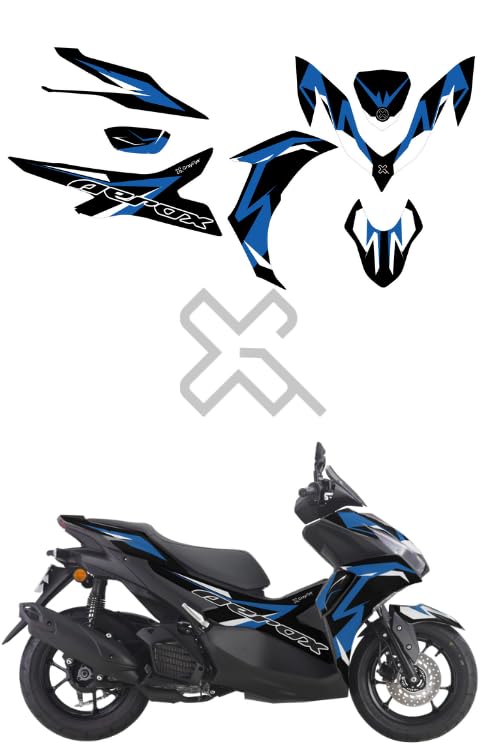 Grayfixx Zig Blue Edition Full Body Sticker for Aerox 155 (Blue & Black ...