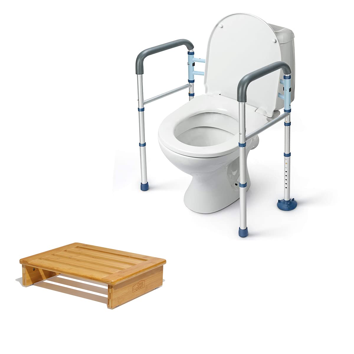 Buy Stand Alone Toilet Safety Rail with Free Grab Bar - Heavy Duty ...