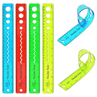 KINBOM 4Pcs 12 Inch Color Flexible Rulers,Soft Plastic Transparent ...