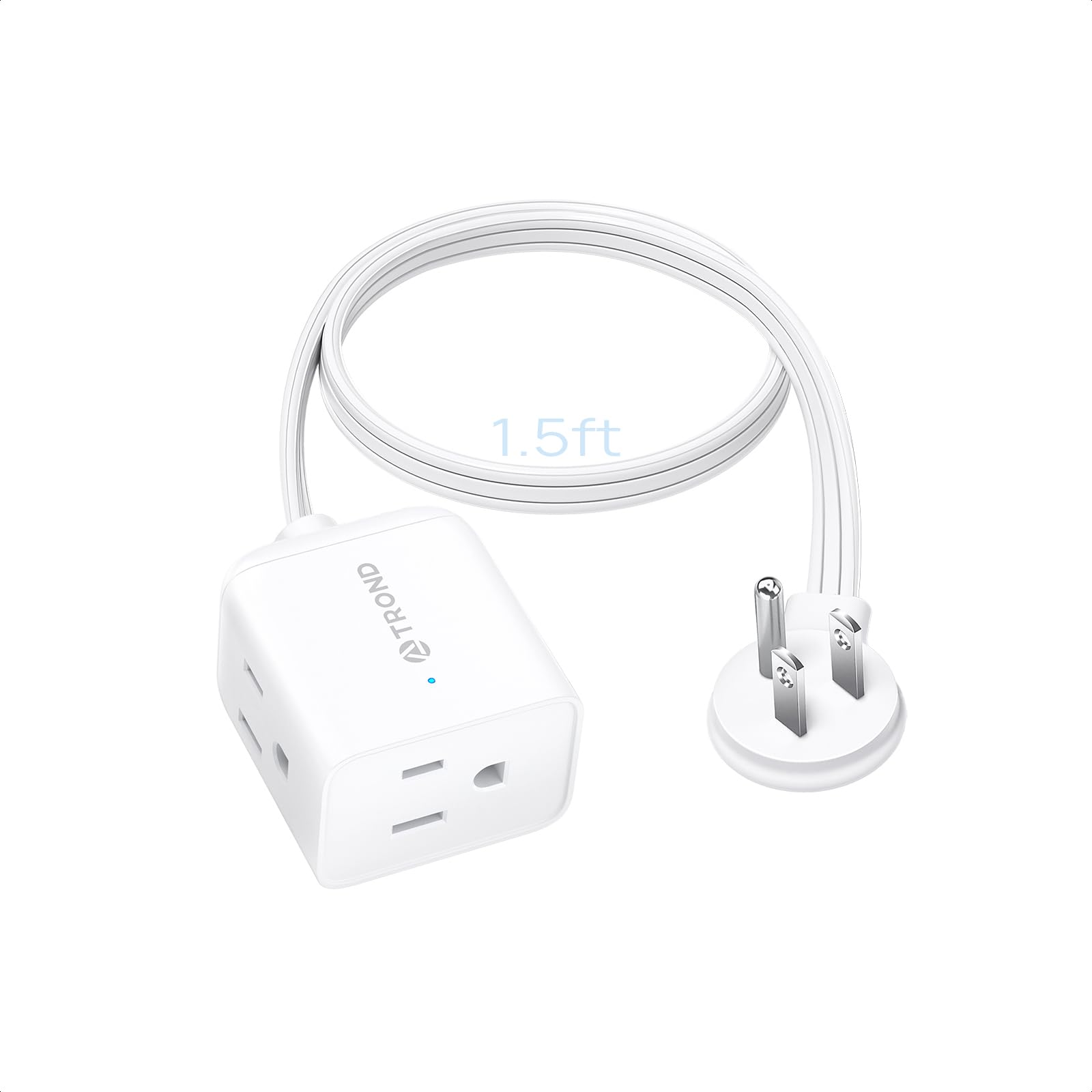 TROND 1.5ft Short Flat Extension Cord Indoor, Right Angle Ultra-Thin ...
