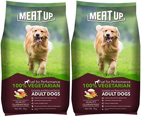 Meat Up Adult Dry Dog Food 100% Veg, 3kg (Buy 1 Get 1 Free),Total 6 Kg ...