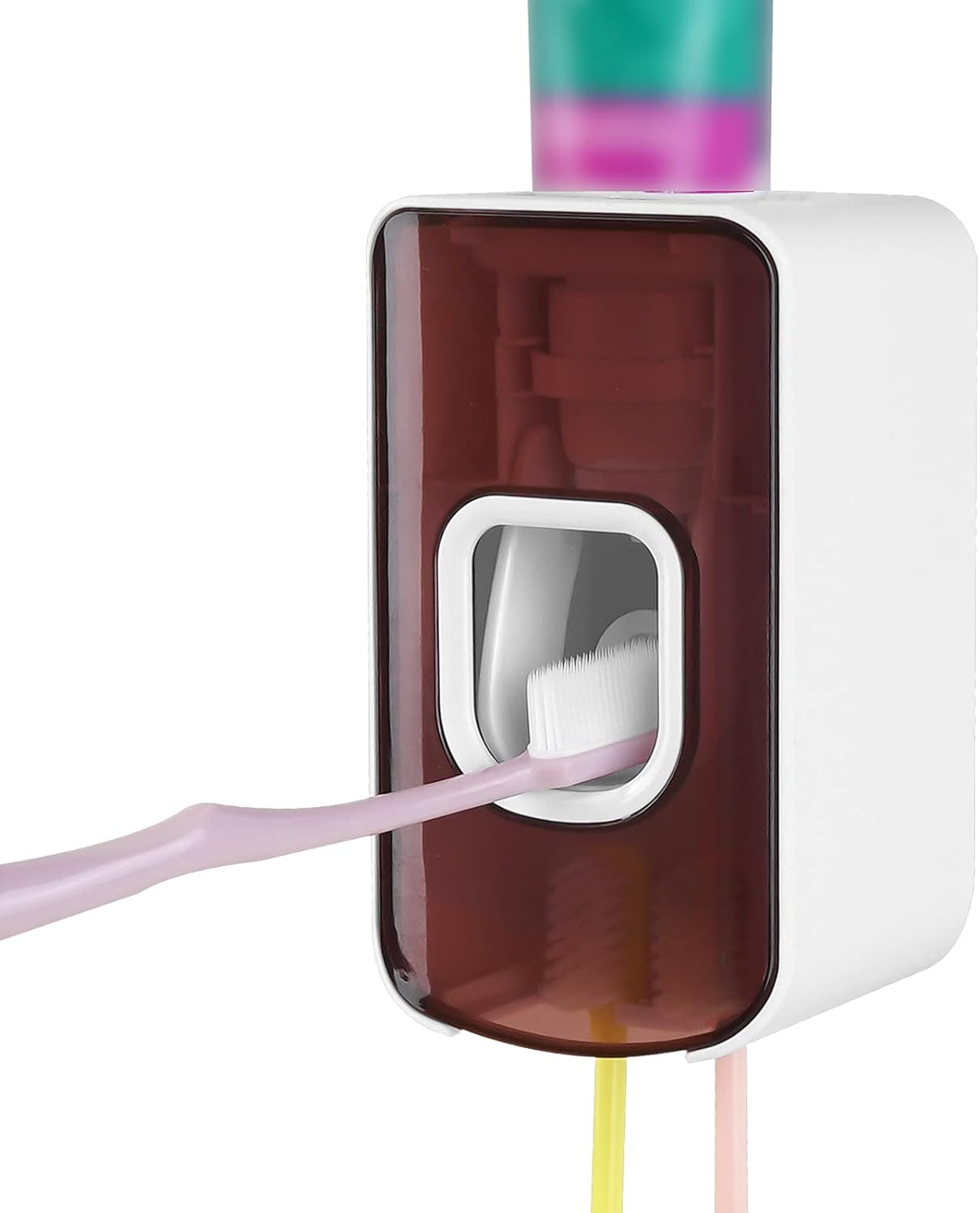 Amazon.com: 2 Slot Toothbrush Holder and Toothpaste Dispenser Wall ...