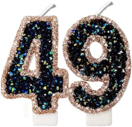 Amazon.com: 2.8" Blue Black Glitter Number Candles-Many Colors 49th ...