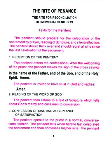 Rite of Penance Leaflet: The Rite for Reconciliation of Individual ...