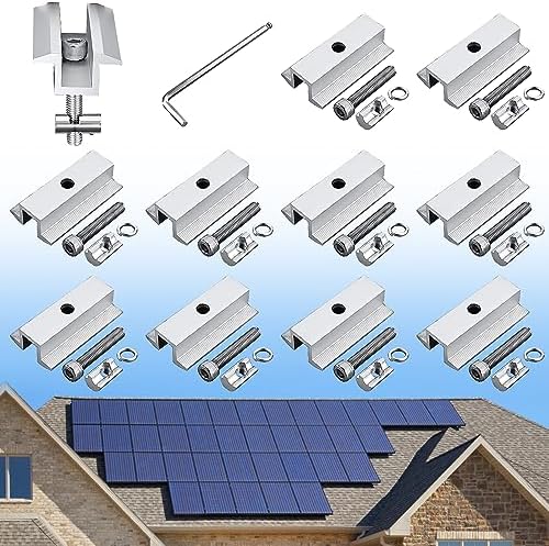 Pack of 10 Solar Panel Bracket Clamps, Aluminium Centre Clamp, Solar ...